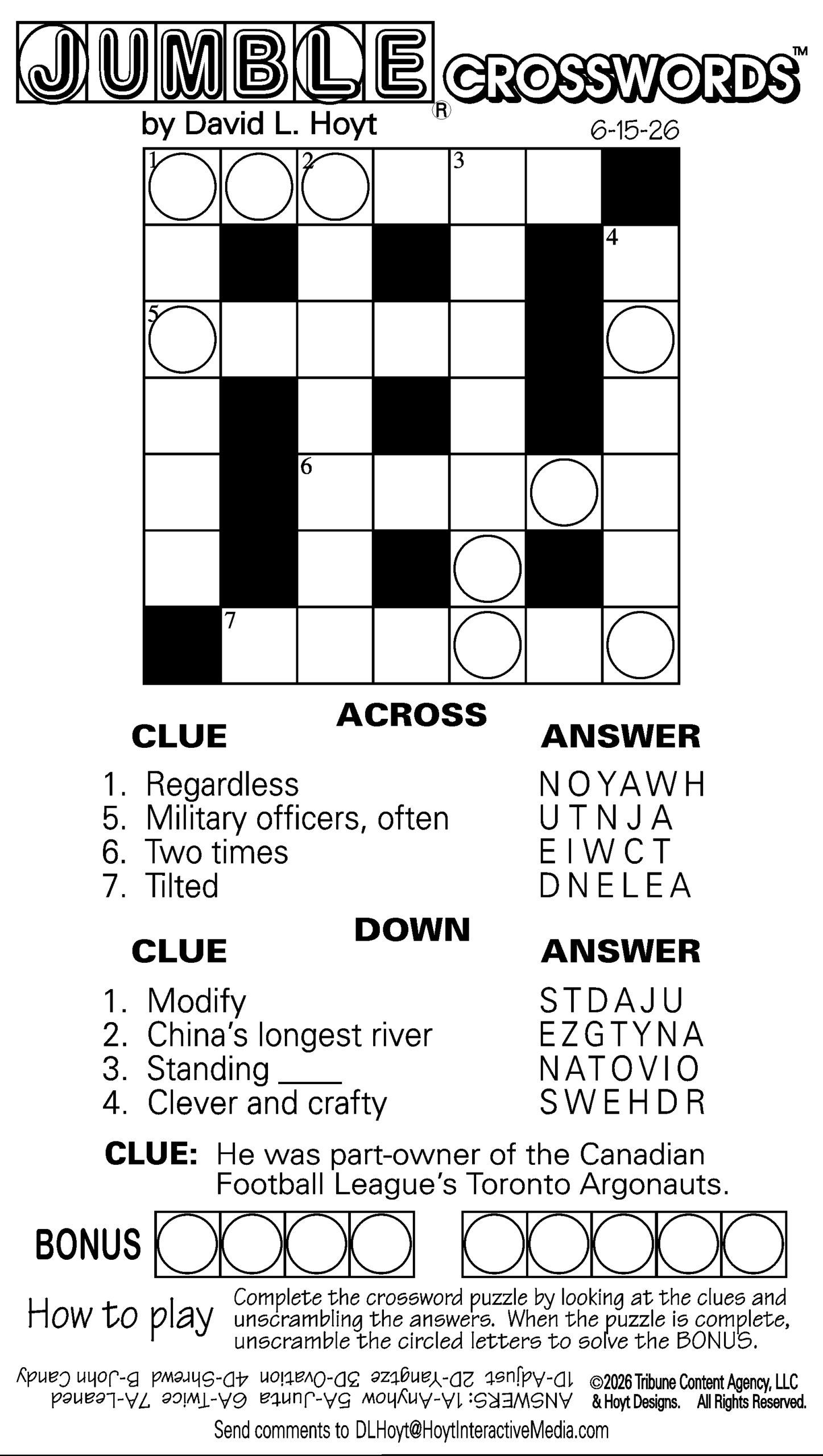 Today’s puzzles: June 15, 2026 | News, Sports, Jobs - Altoona Mirror
